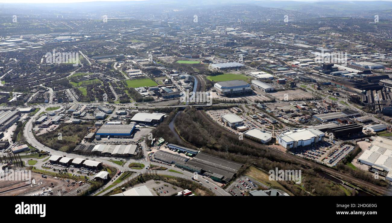 aerial view of Carbrook and the Lower Don Valley, Sheffield, this shot ...