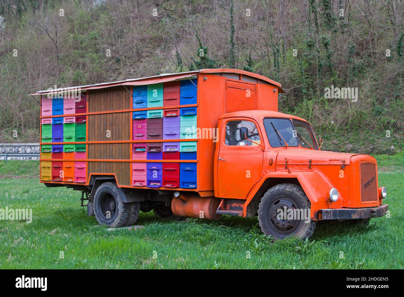 apiary, beehive, bee transportation, apiaries, beehives Stock Photo - Alamy