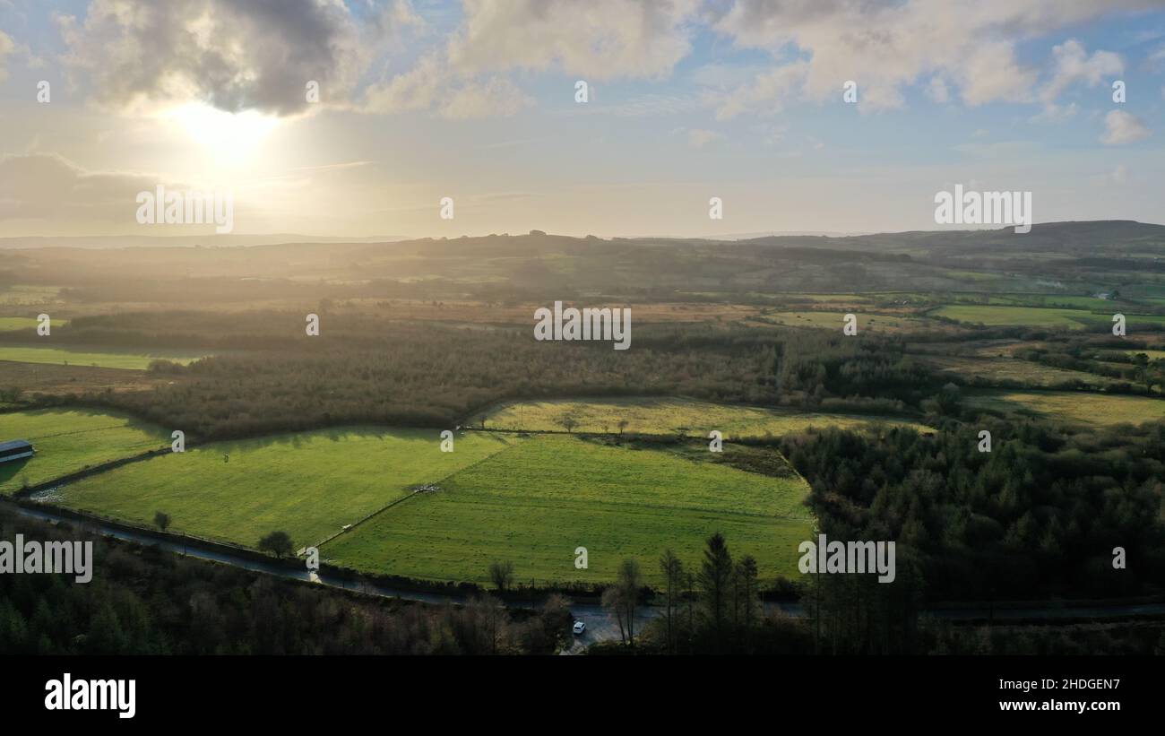Aerial Photograph Of a Forestry and Village called Cross Inn ...