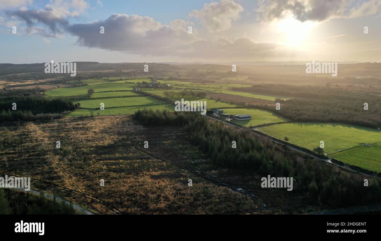 Aerial Photograph Of a Forestry and Village called Cross Inn ...