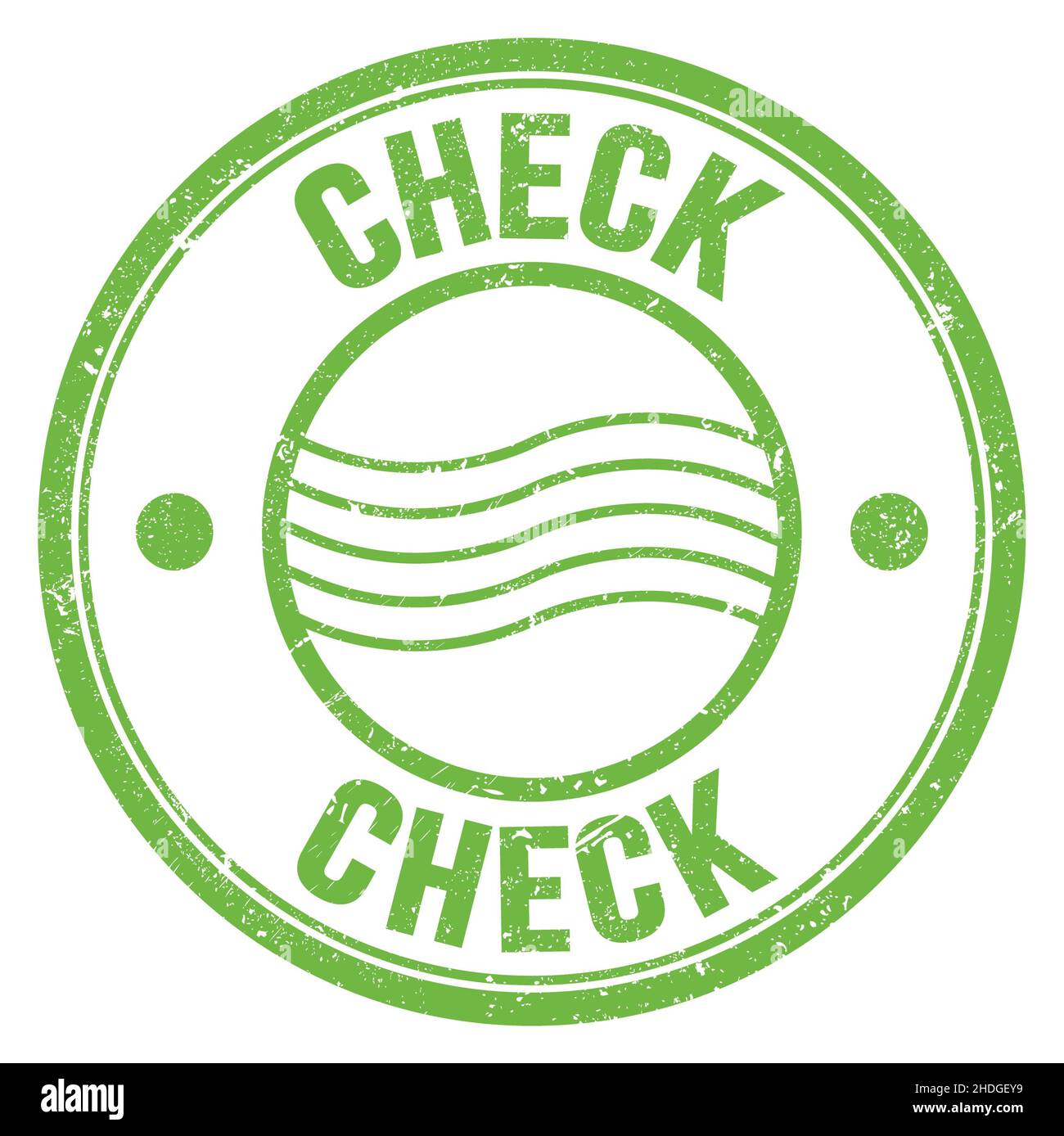 CHECK word written on green round postal stamp sign Stock Photo - Alamy