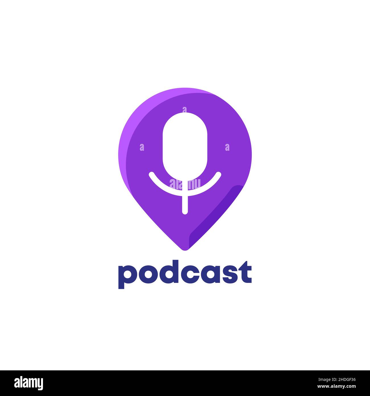 podcast logo icon with pin marker on white Stock Vector Image & Art - Alamy
