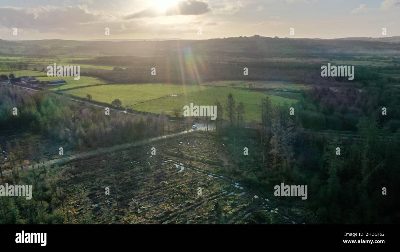 Aerial Photograph Of a Forestry and Village called Cross Inn ...