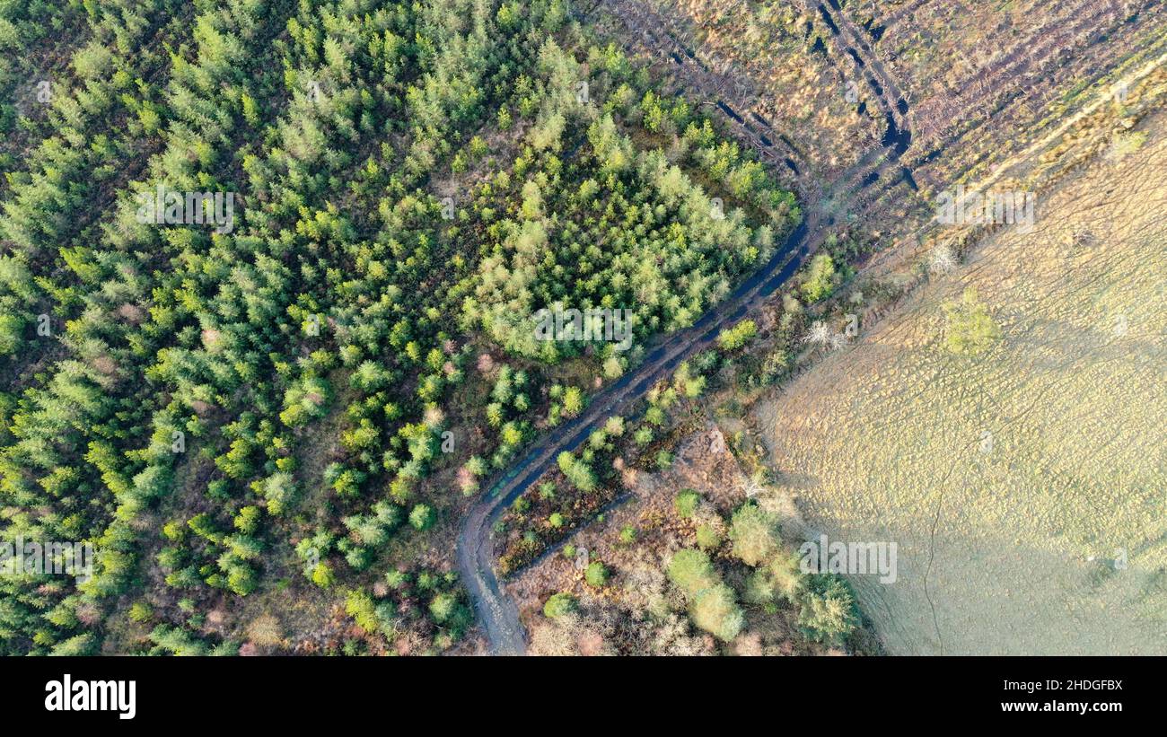 Aerial Photograph Of a Forestry and Village called Cross Inn ...