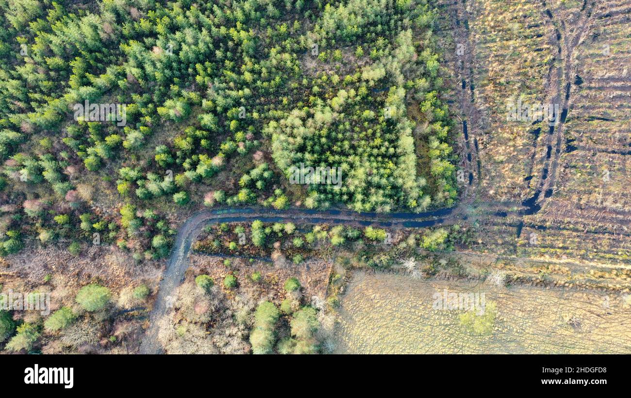 Aerial Photograph Of a Forestry and Village called Cross Inn ...