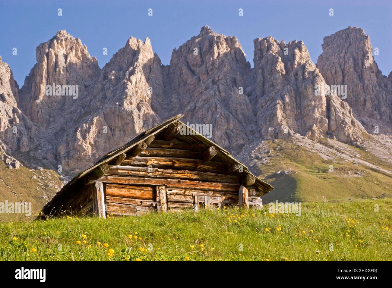 cabin, dolomites, wooden cabin, alp, puez geisler, cabins, alps Stock ...