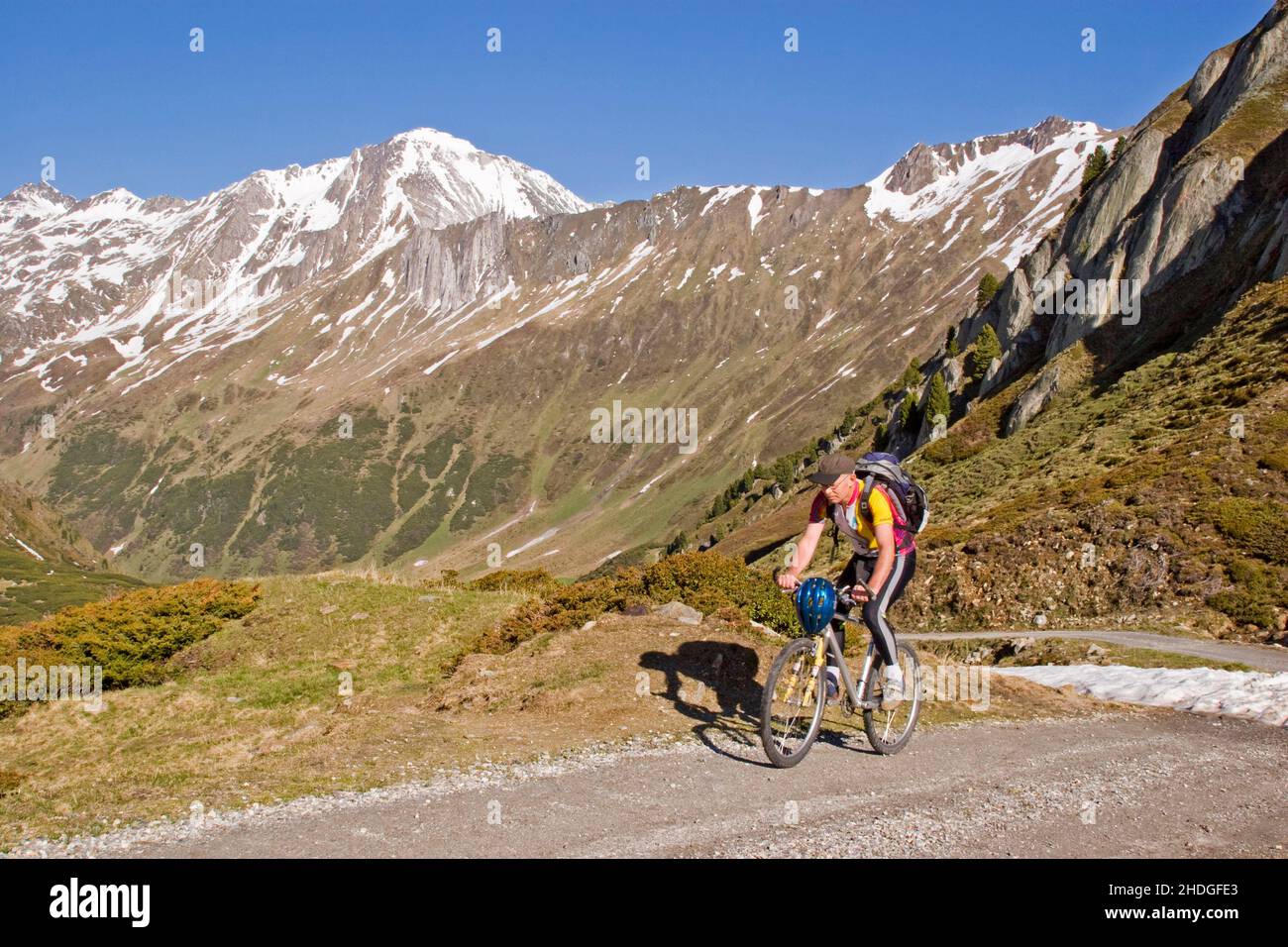 mountain range, european alps, cyclists, mountain bike, mountain biker ...