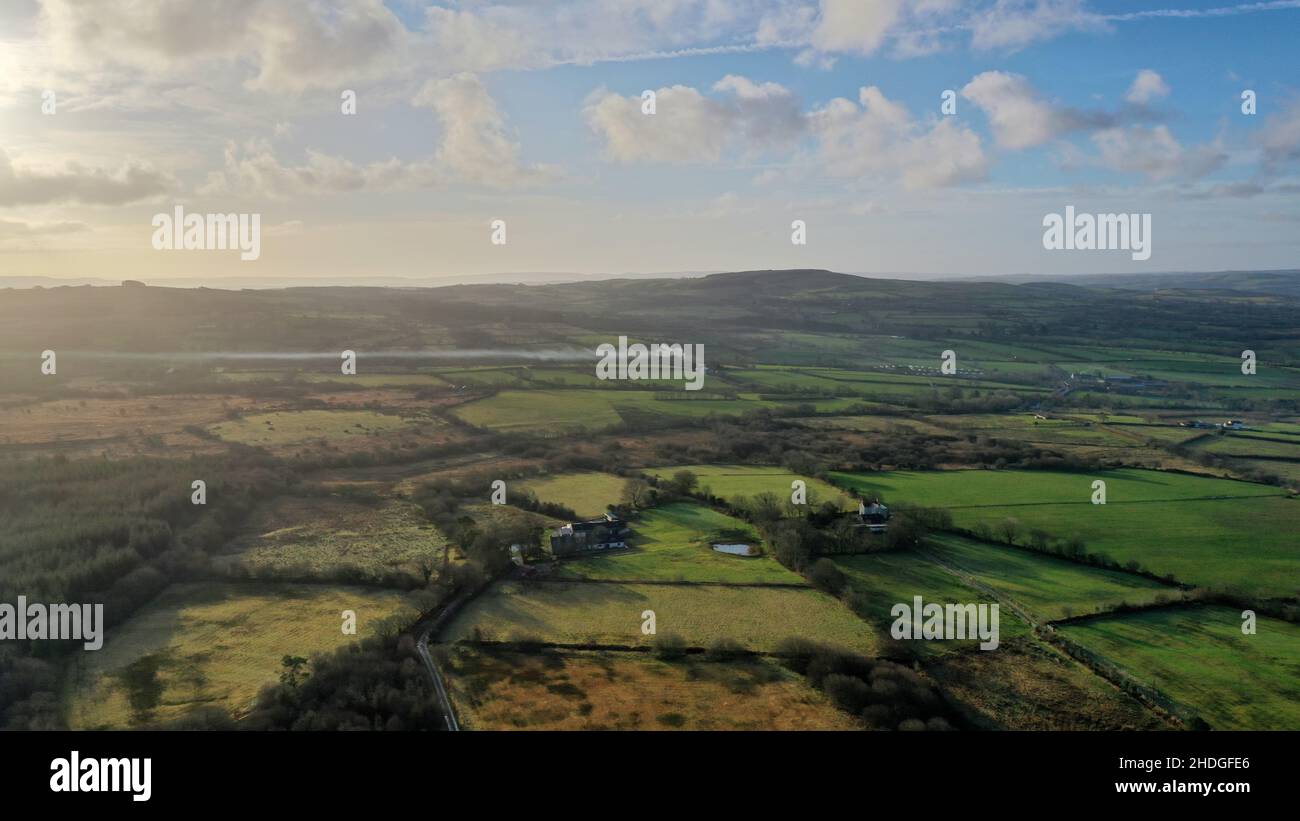 Aerial Photograph Of a Forestry and Village called Cross Inn ...