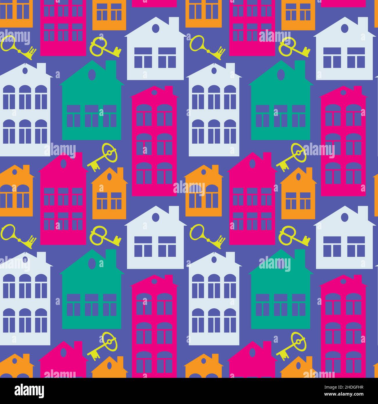 Seamless pattern on a square background on the theme of real estate ...