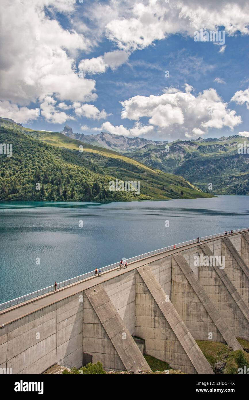 dam, reservoir, lac de roselend, dams, reservoirs, lac de roselends ...