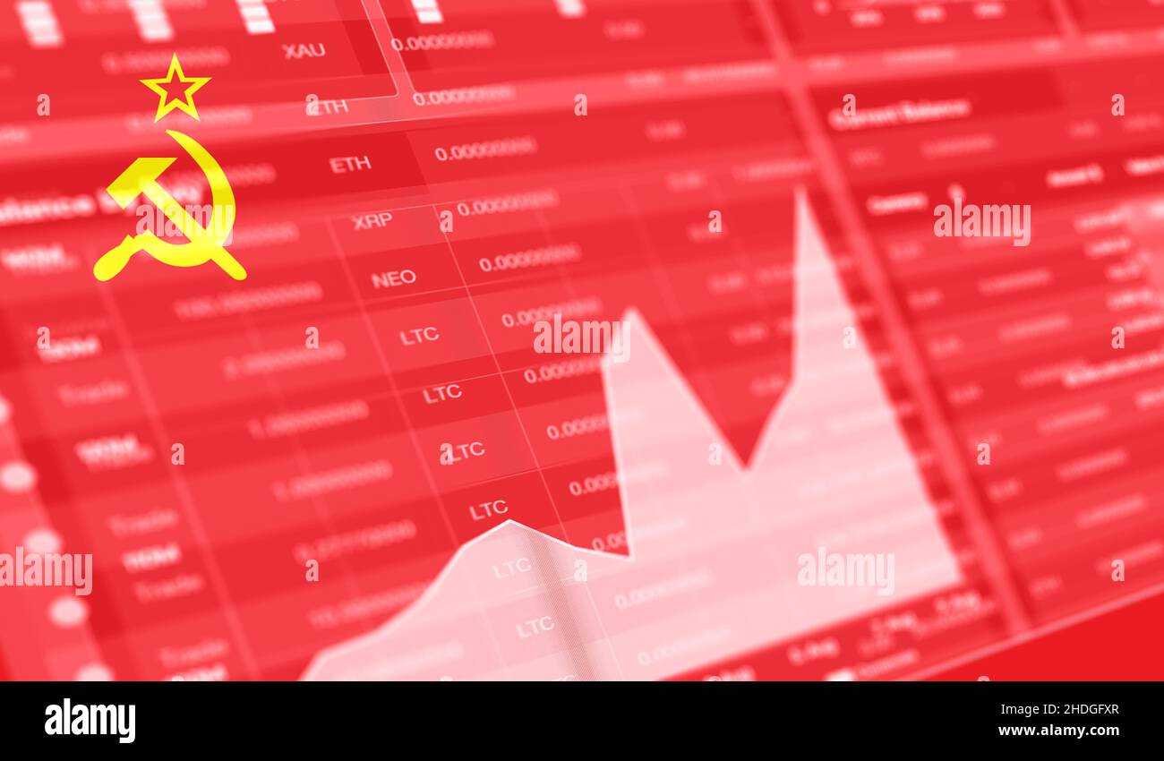 flag of ussr and Stock market graph bar. Cryptocurrency. Bitcoin Stock ...