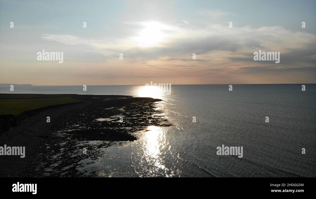 Aerial Photograph of Llanrhystud Beach, lime Kilns, Sea and Village ...