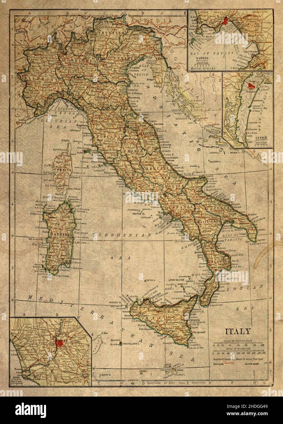 map of Italy vintage Stock Photo - Alamy