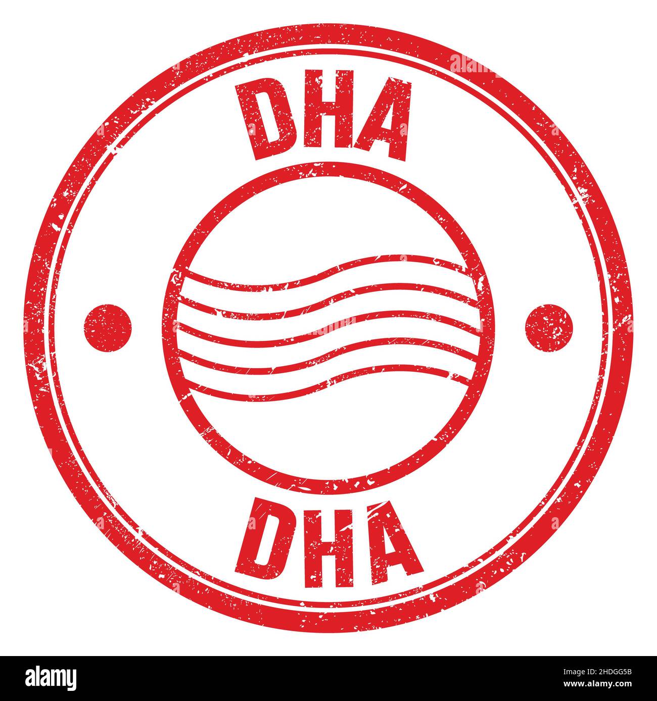 DHA word written on red round postal stamp sign Stock Photo - Alamy