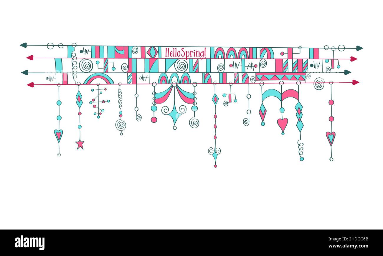 Hello spring zen dangles, zenspiration, hand drawing doodling. Isolated ...