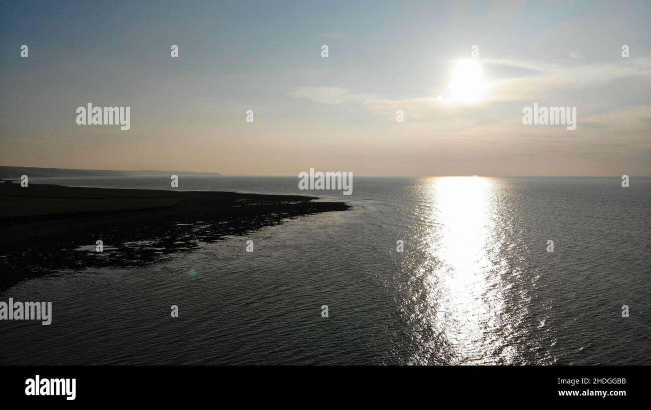 Aerial Photograph of Llanrhystud Beach, lime Kilns, Sea and Village ...