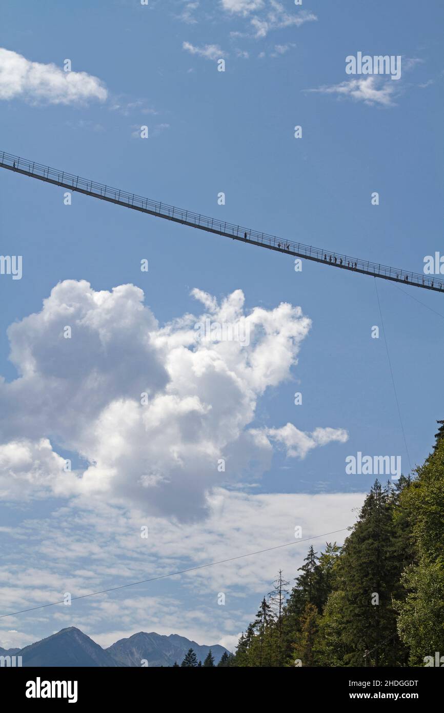 suspension bridge, reutte, suspension bridges, reuttes Stock Photo - Alamy