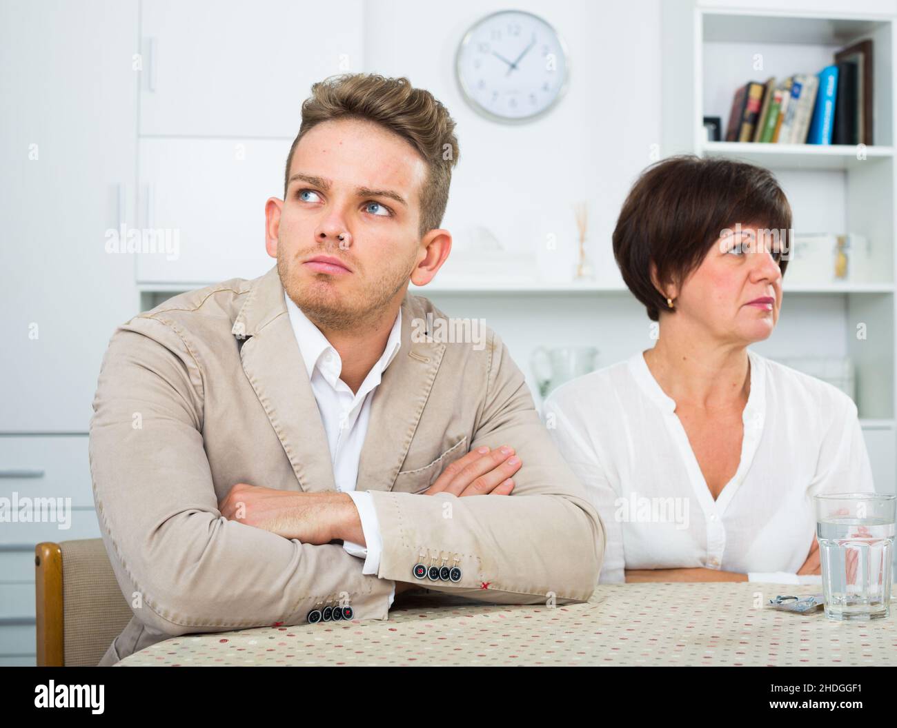 Adult son asking mother hi-res stock photography and images - Alamy