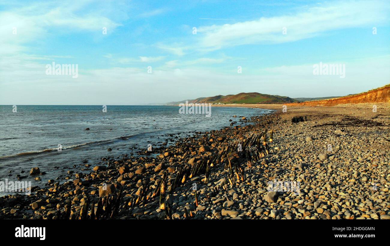 Aerial Photograph of Llanrhystud Beach, lime Kilns, Sea and Village ...