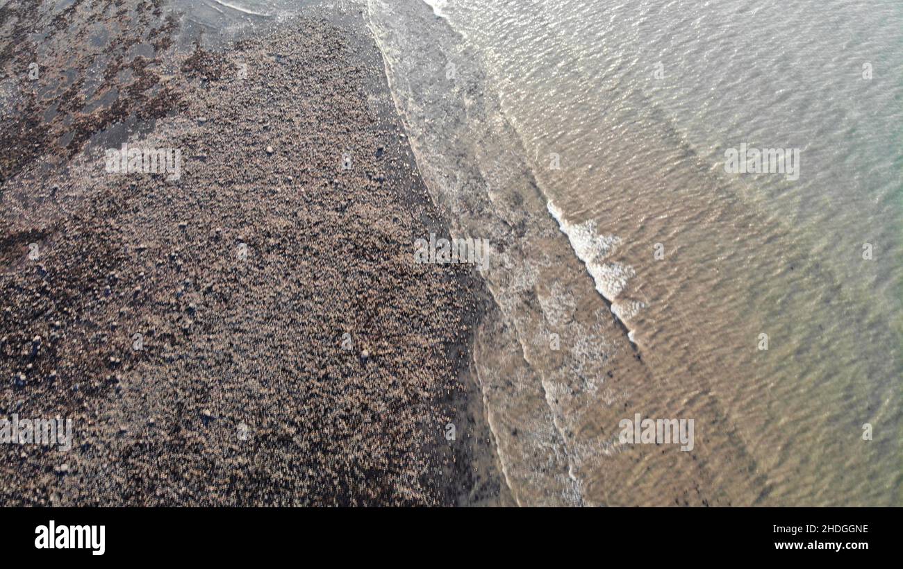 Aerial Photograph of Llanrhystud Beach, lime Kilns, Sea and Village ...
