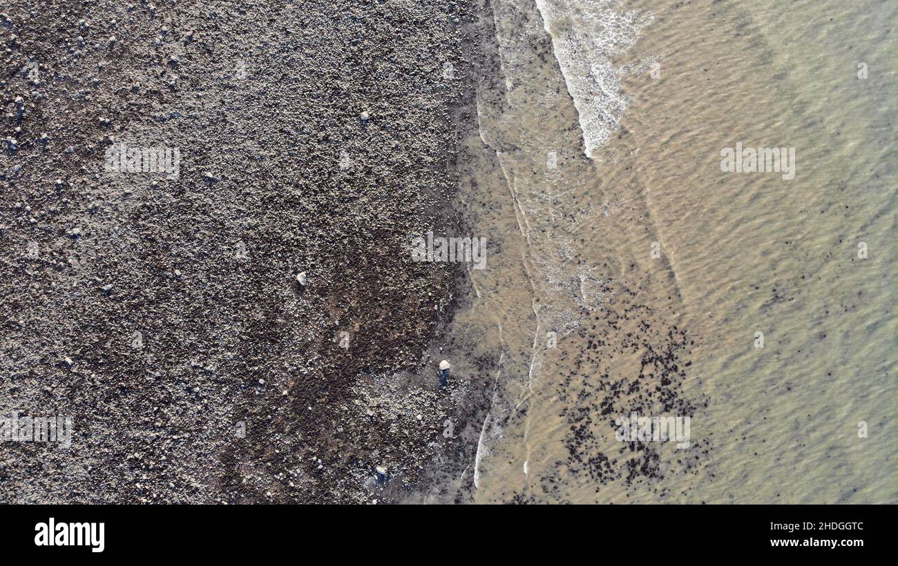 Aerial Photograph of Llanrhystud Beach, lime Kilns, Sea and Village ...