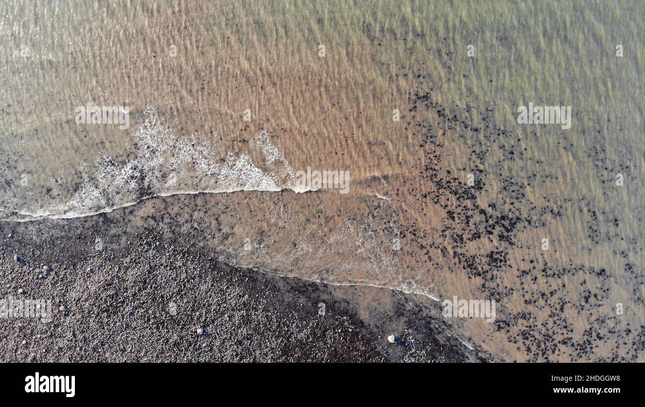Aerial Photograph of Llanrhystud Beach, lime Kilns, Sea and Village ...