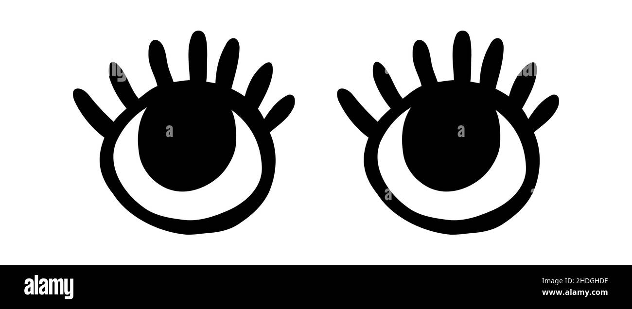 Crazy eyes. Doodle open eye set. Abstract hand drawn fun geometric ...