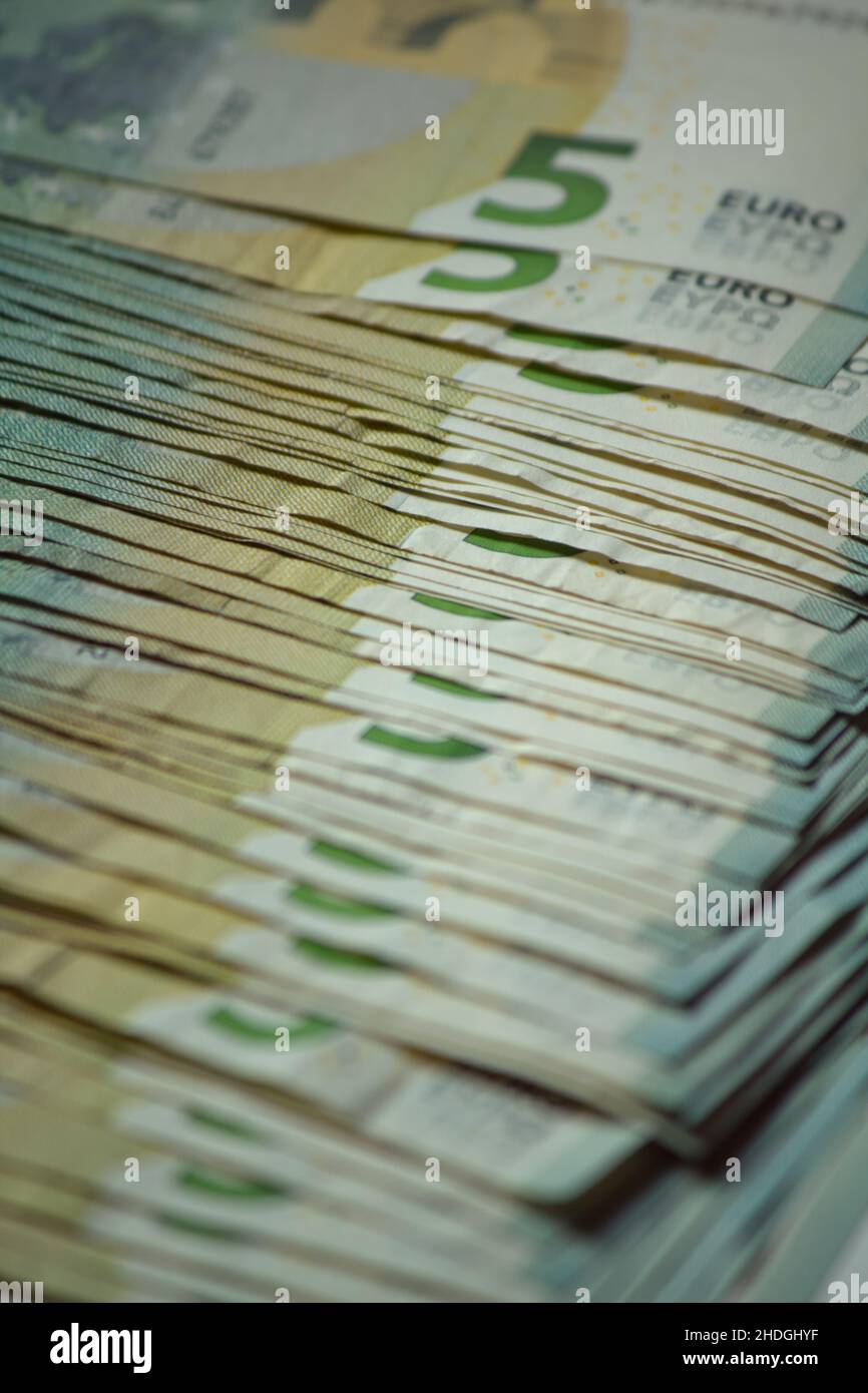 banknote, 5 euro, bank notes, banknotes, five euro Stock Photo - Alamy