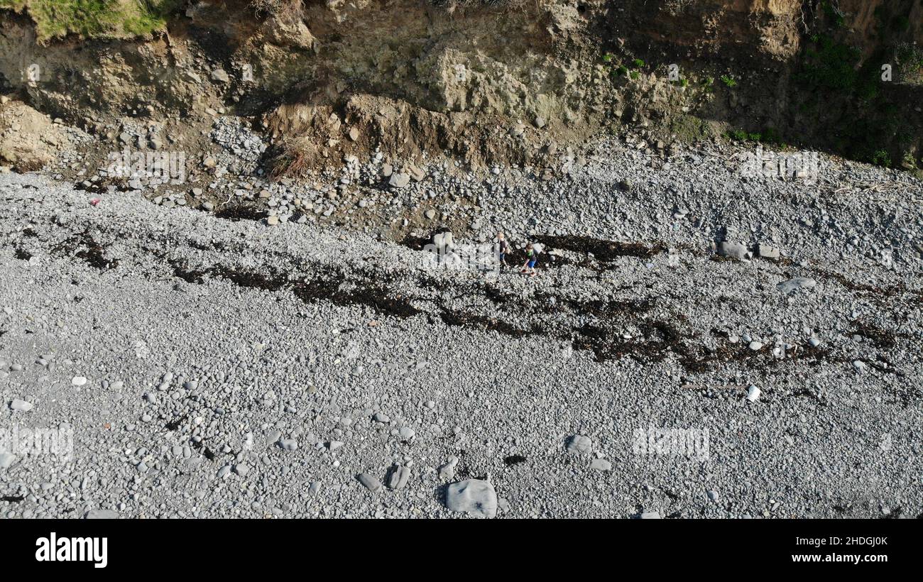 Aerial Photograph of Llanrhystud Beach, lime Kilns, Sea and Village ...