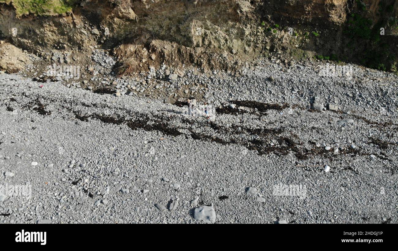 Aerial Photograph of Llanrhystud Beach, lime Kilns, Sea and Village ...