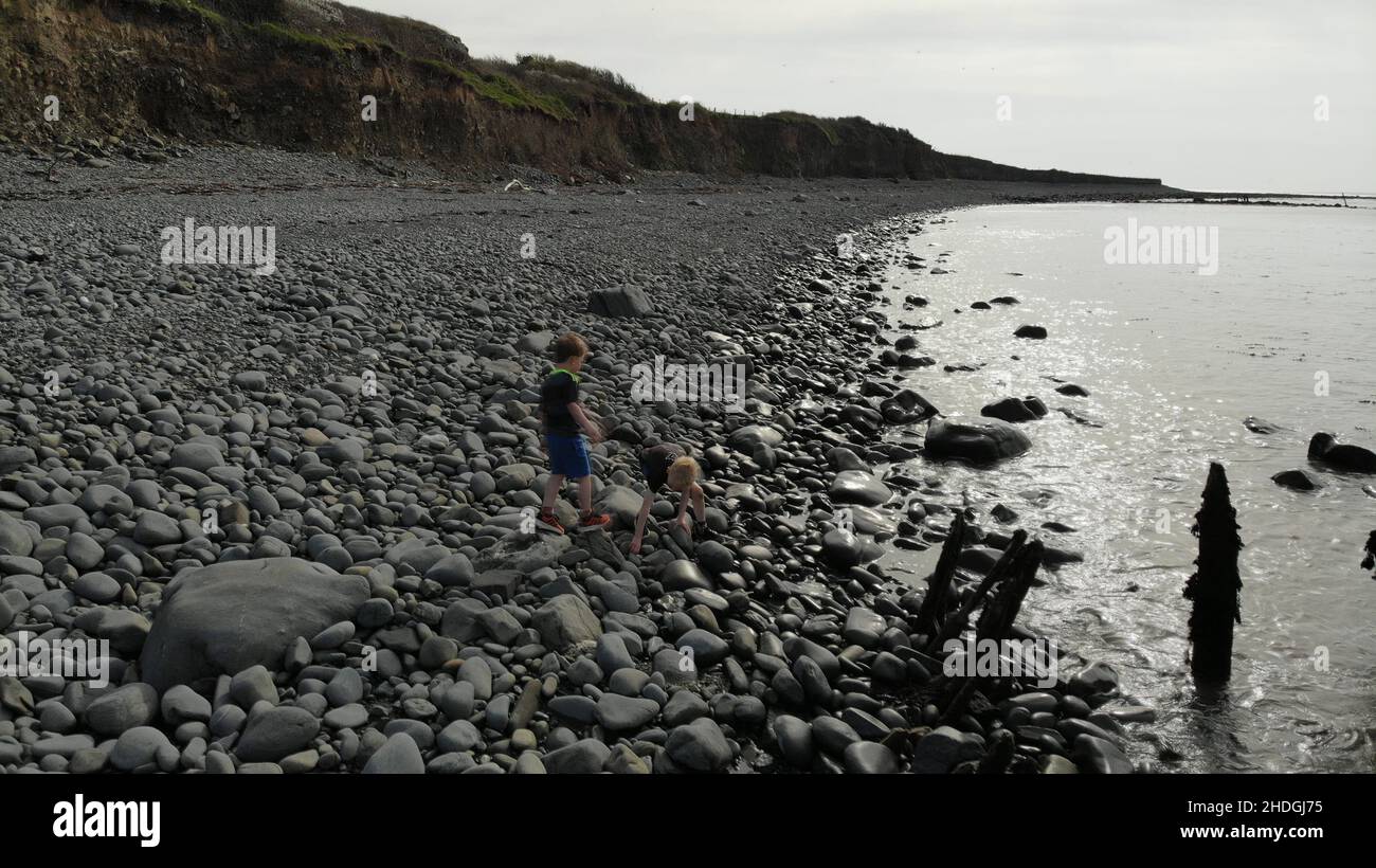 Aerial Photograph of Llanrhystud Beach, lime Kilns, Sea and Village ...