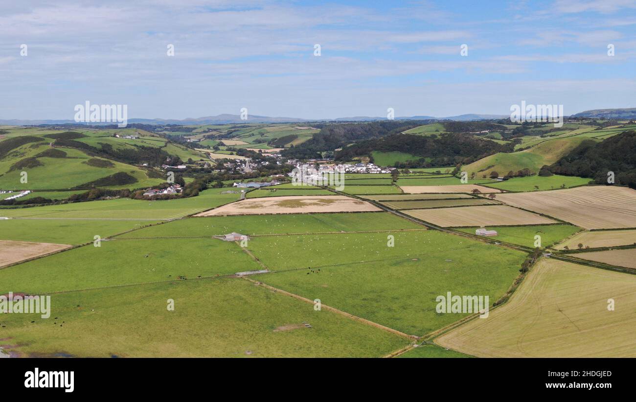Aerial Photograph of Llanrhystud Beach, lime Kilns, Sea and Village ...