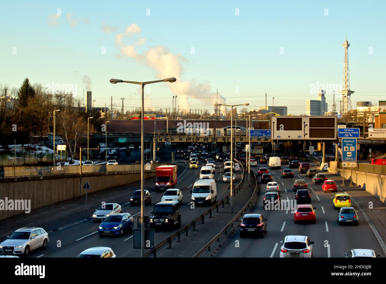 berlin, rush hour, city highway, rush hours, city highways, multiple ...