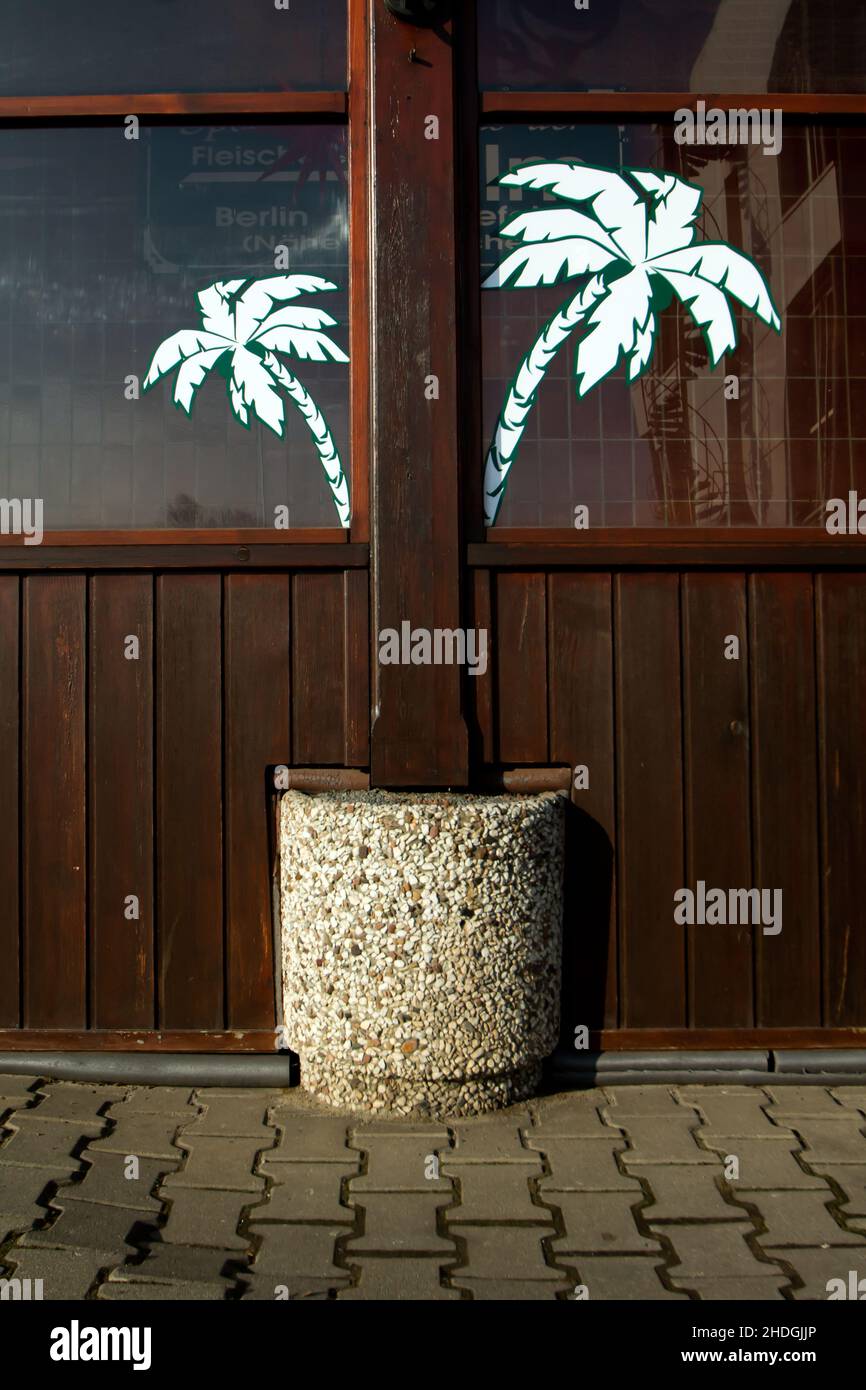 gastronomy, retro, window, palm, bar, dustbin, gastronomies, old ...