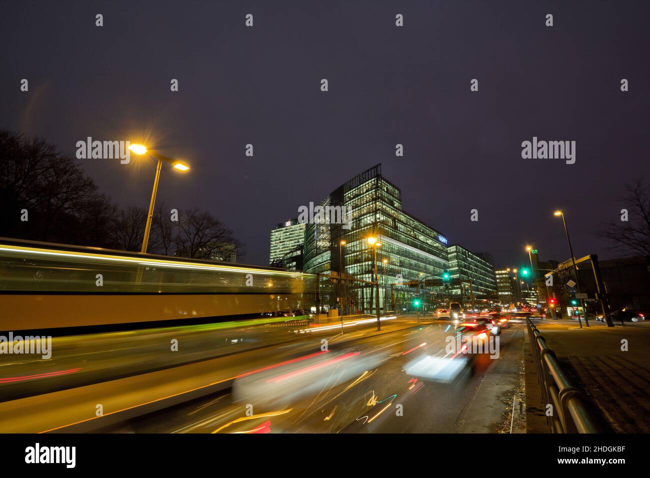 berlin, road traffic, light track, roads, street, streets, lights Stock ...