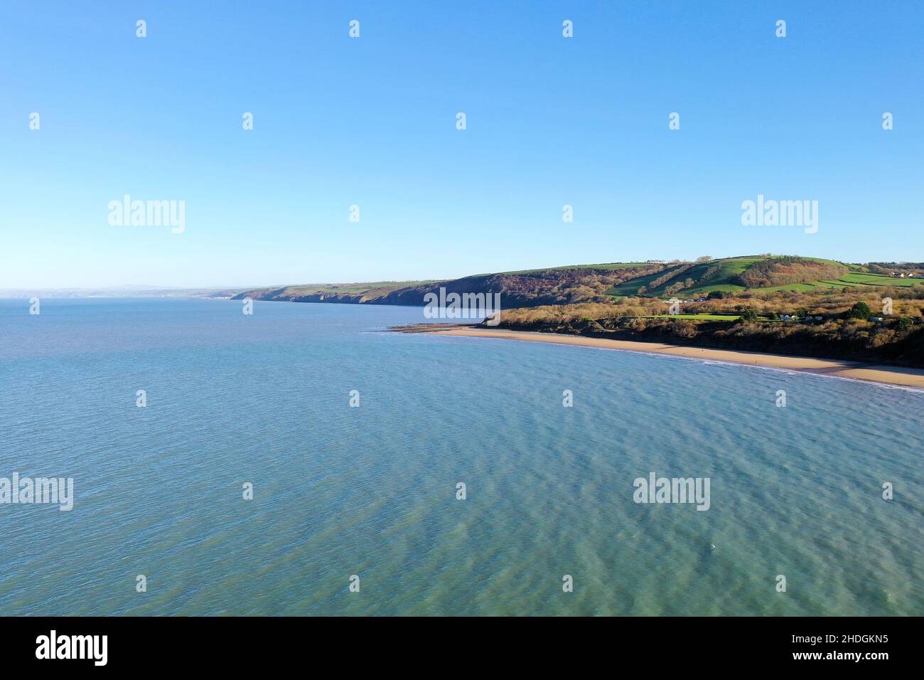 Aerial Photograph of New Quay Wales and Surrounding Area, Beach and Sea ...