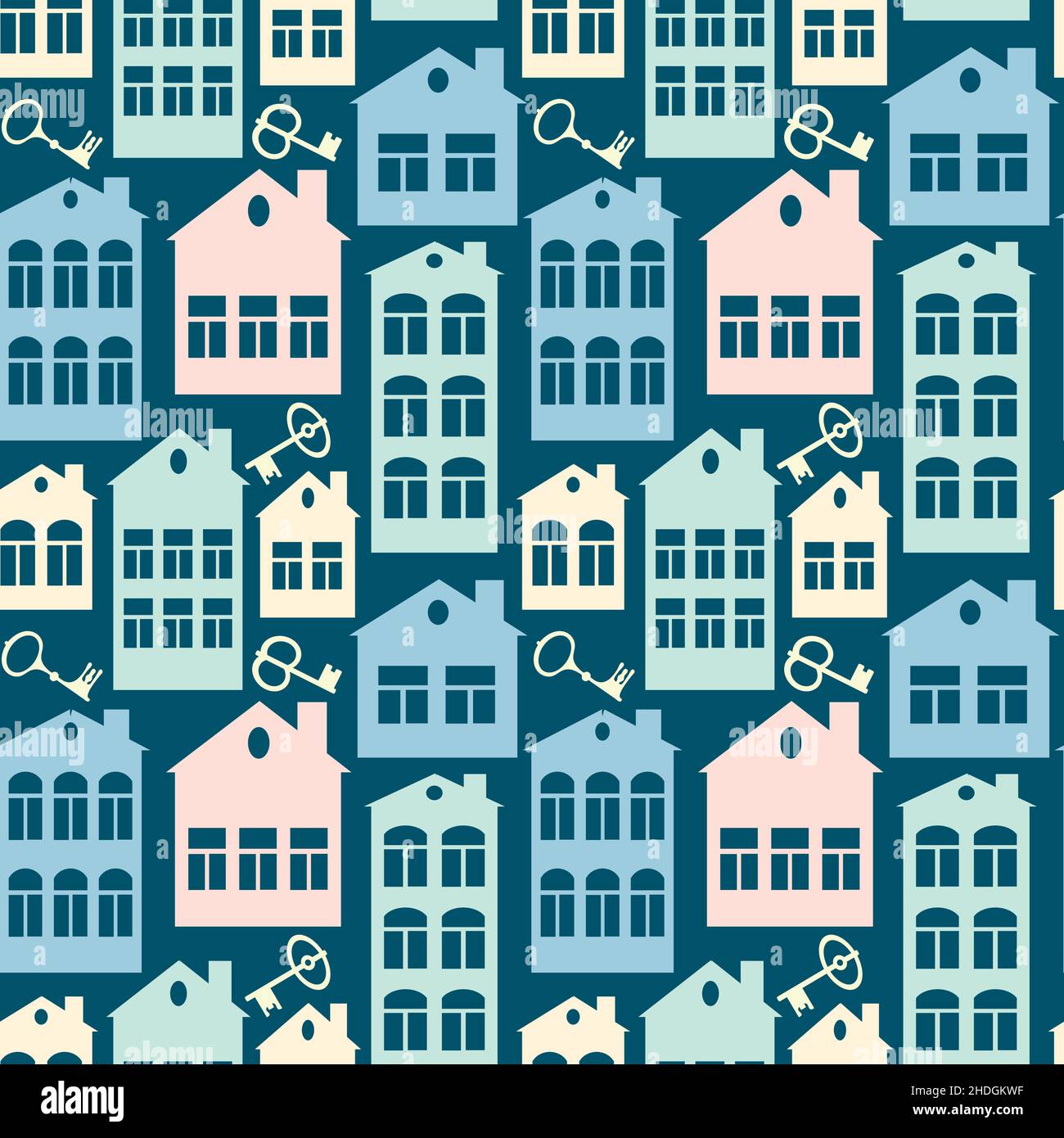 Seamless pattern on a square background on the theme of real estate ...
