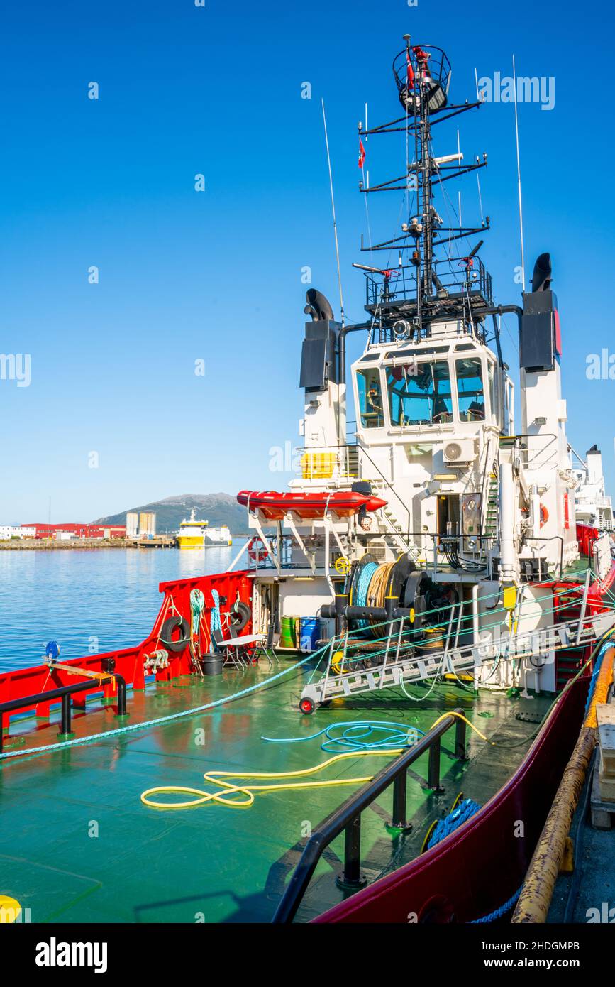 Tug ship seen from the deck Stock Photo - Alamy
