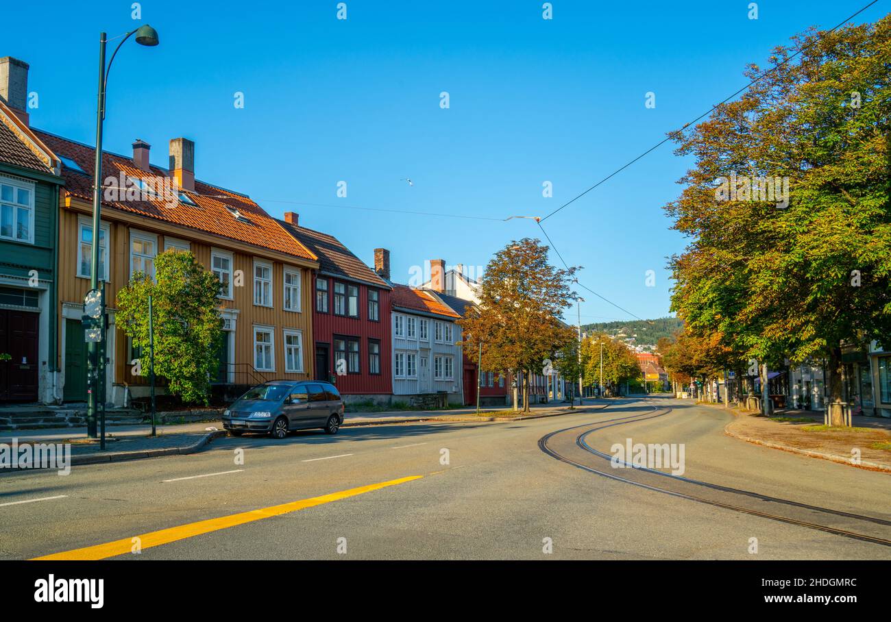 Street in the city of Trondheim, Norway Stock Photo - Alamy