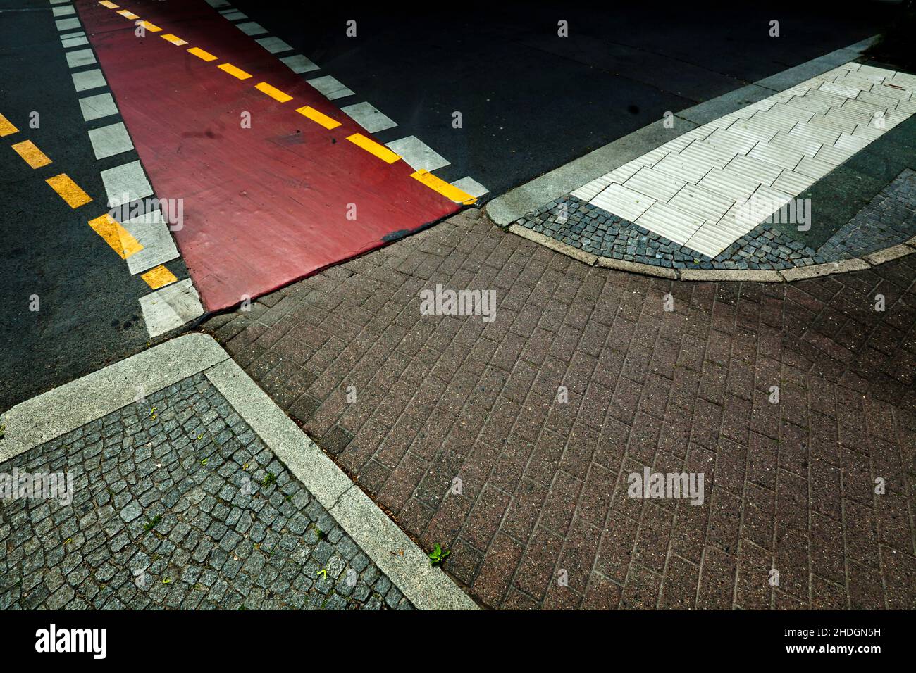 detour, bicycle lane, road markings, detours, bicycle lanes Stock Photo ...