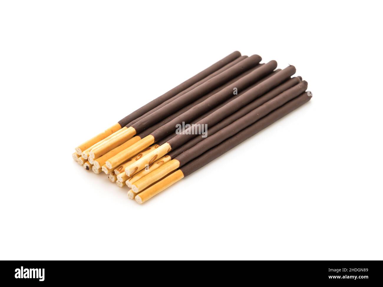 biscuit stick with chocolate flavored on white background Stock Photo ...