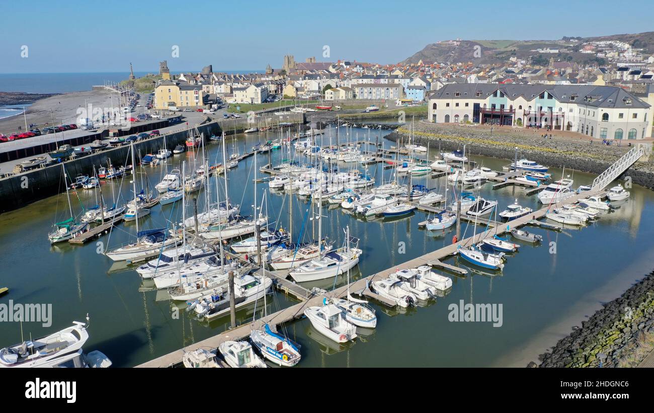 Aerial Photograph Aberystwyth Marina, Harbour, Boats and Town Stock ...