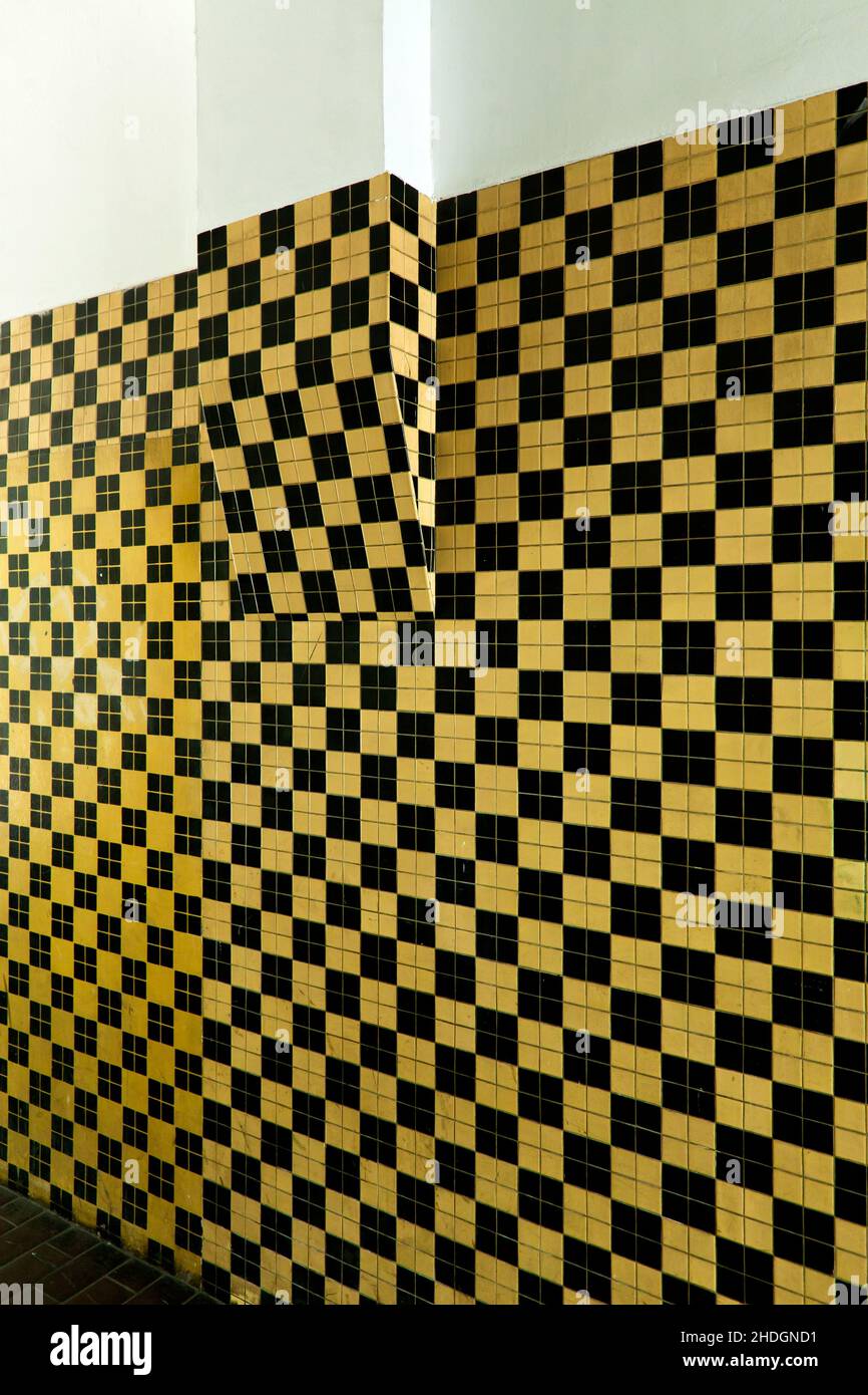 checkered, corridor, wall tiles, checkereds, corridors, hallway, wall ...