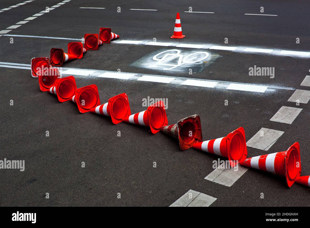 barrier, bike lane, traffic cone, barriers, bicycle lane, bike lanes ...