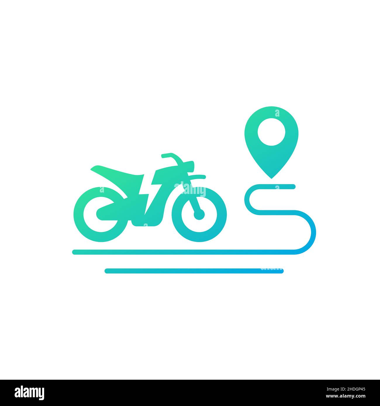 Electric bike, motorcycle and route icon on white Stock Vector Image ...