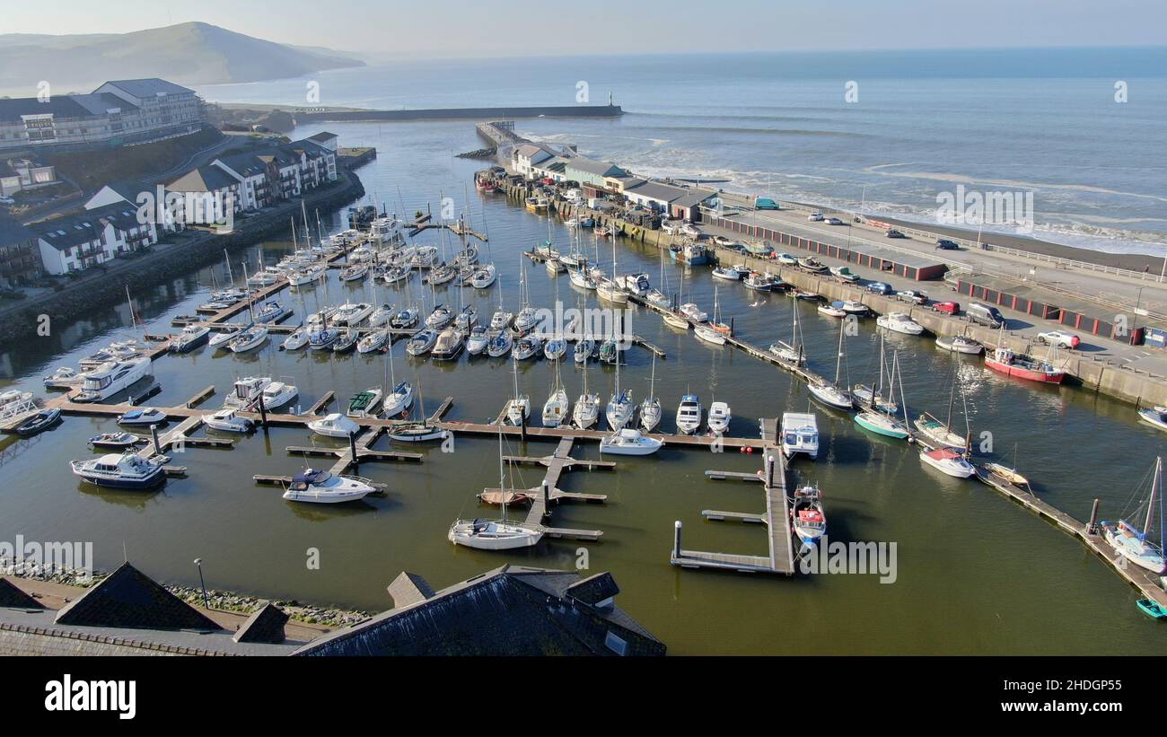Aerial Photograph Aberystwyth Marina, Harbour, Boats and Town Stock ...