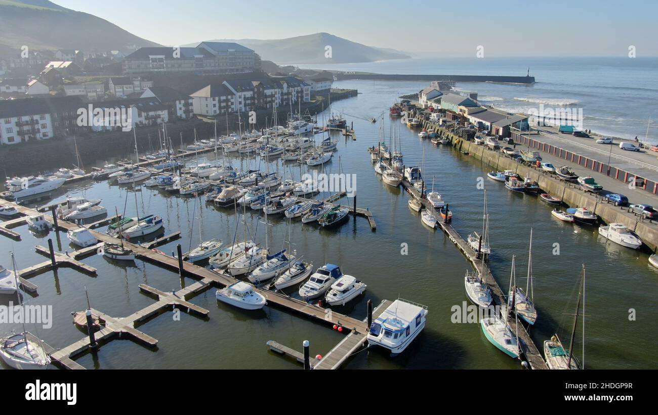 Aerial Photograph Aberystwyth Marina, Harbour, Boats and Town Stock ...