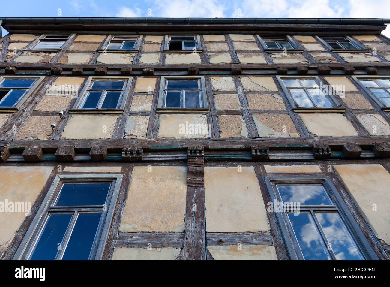 half timbered, dilapidated, timbered, facade, timbered facade, half ...