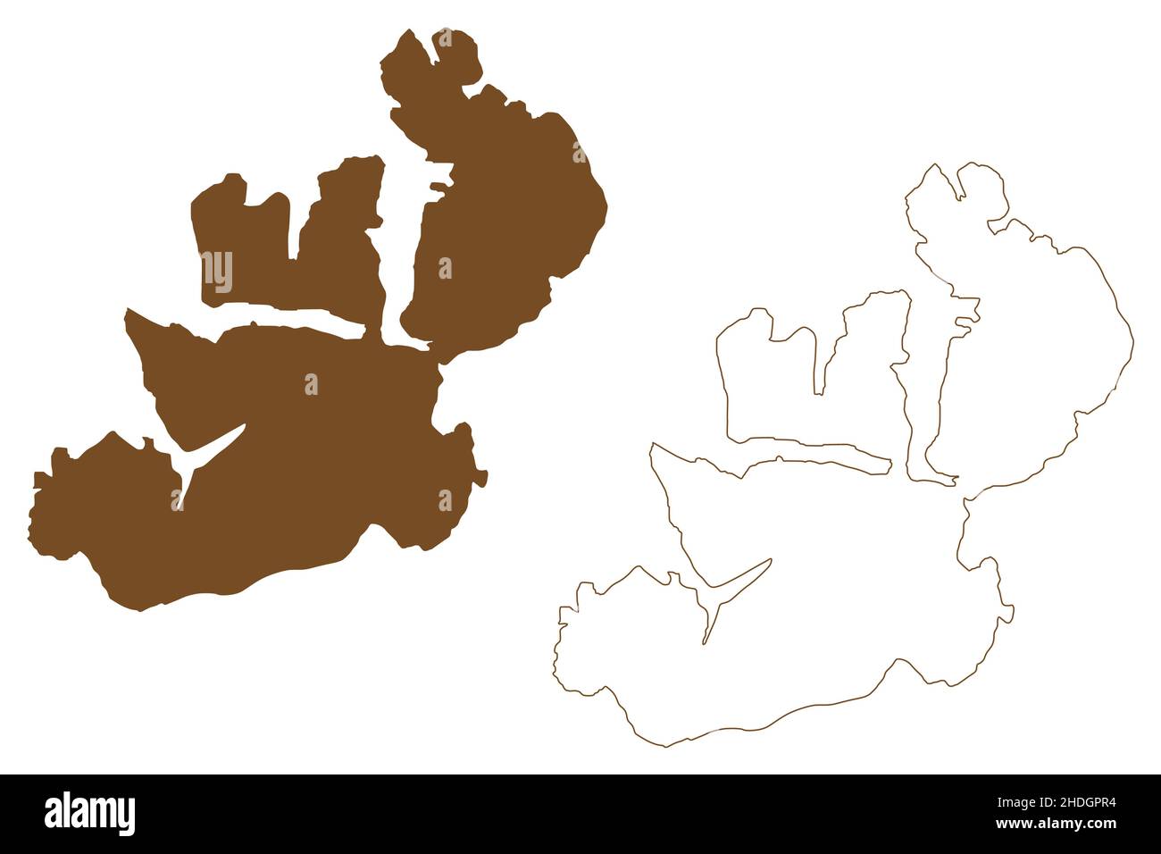 Kvaloya island (Kingdom of Norway) map vector illustration, scribble ...