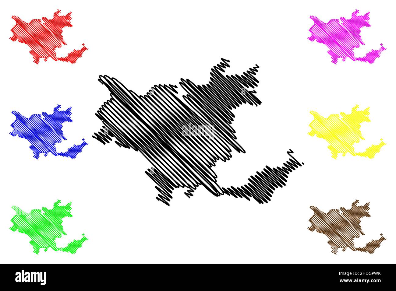 Srinagar district (Jammu and Kashmir union territory, Republic of India) map vector illustration ...